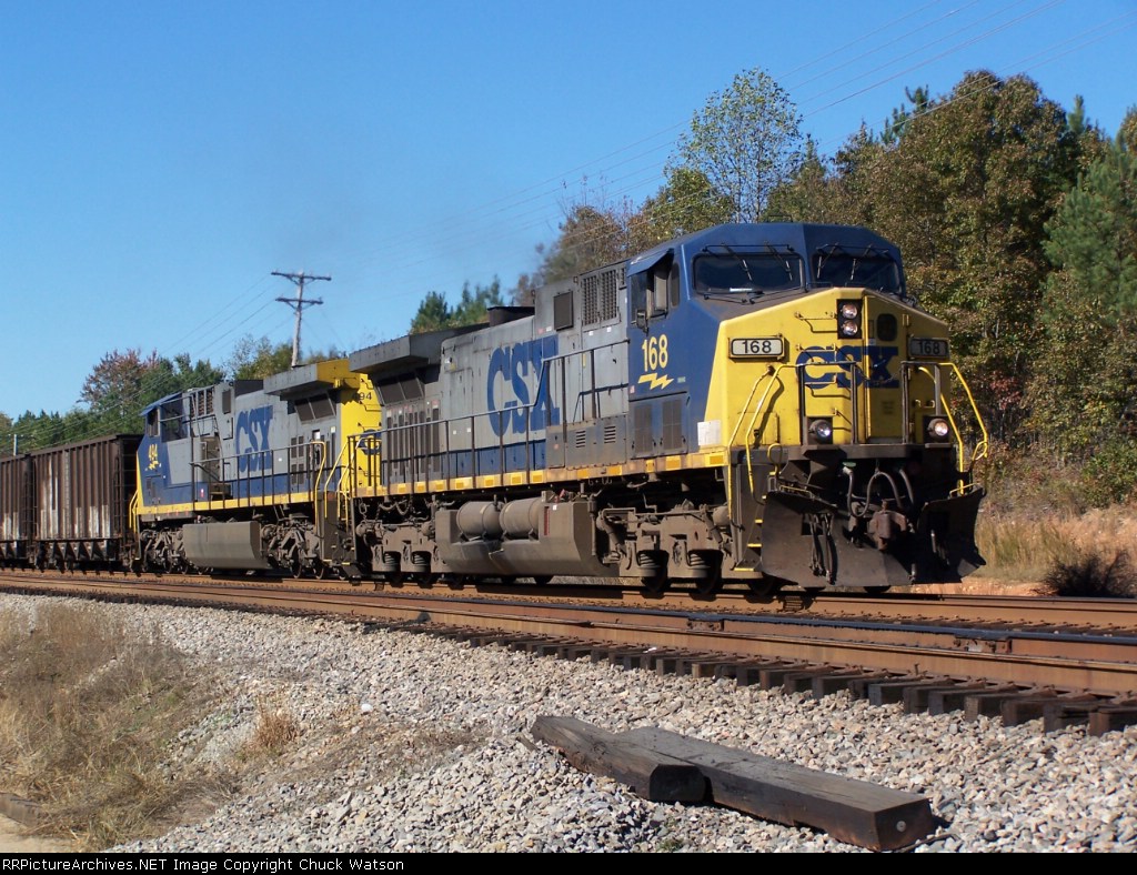 CSX 168 departs south on the old Clinchfield